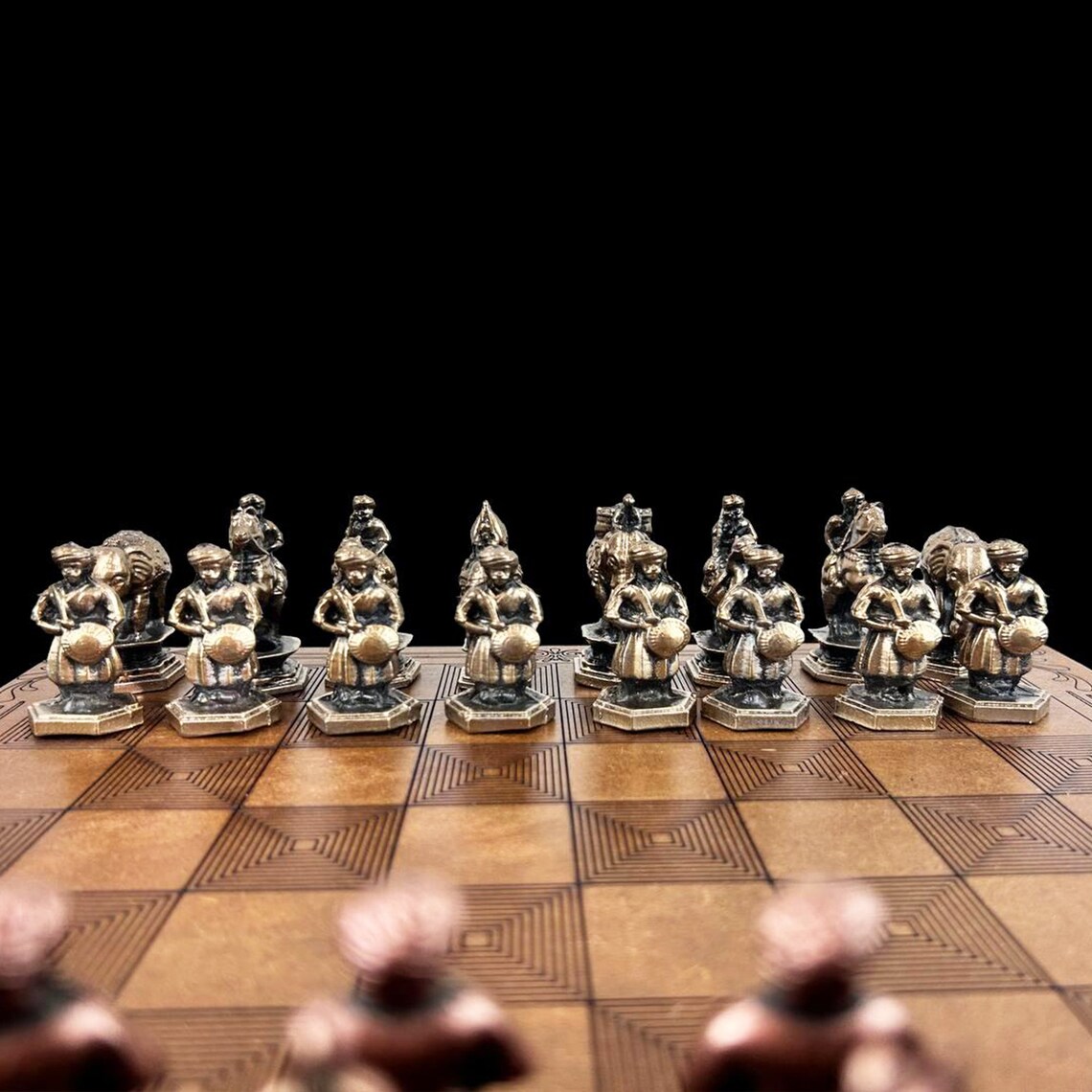 Metal Indian Chess Set and Chessboard Handcrafted With Engraved Name ...