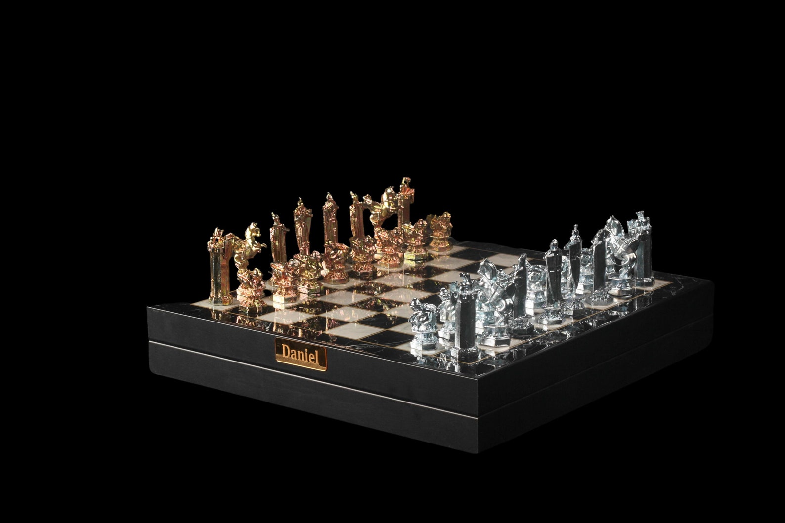 Enchanting Metal Wizard Chess Set With Customizable Name Plate Unique ...