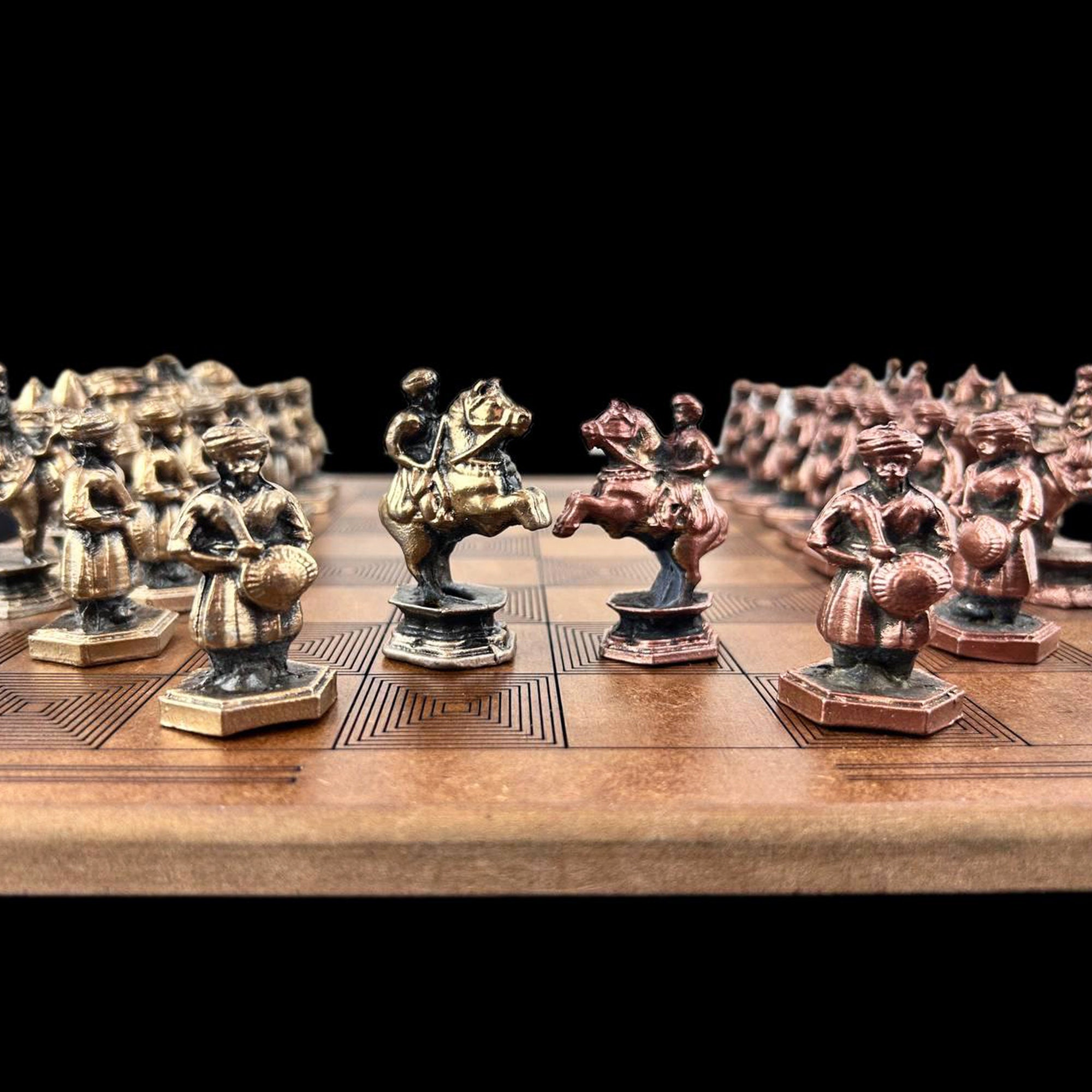 Metal Indian Chess Set and Chessboard Handcrafted With Engraved Name ...