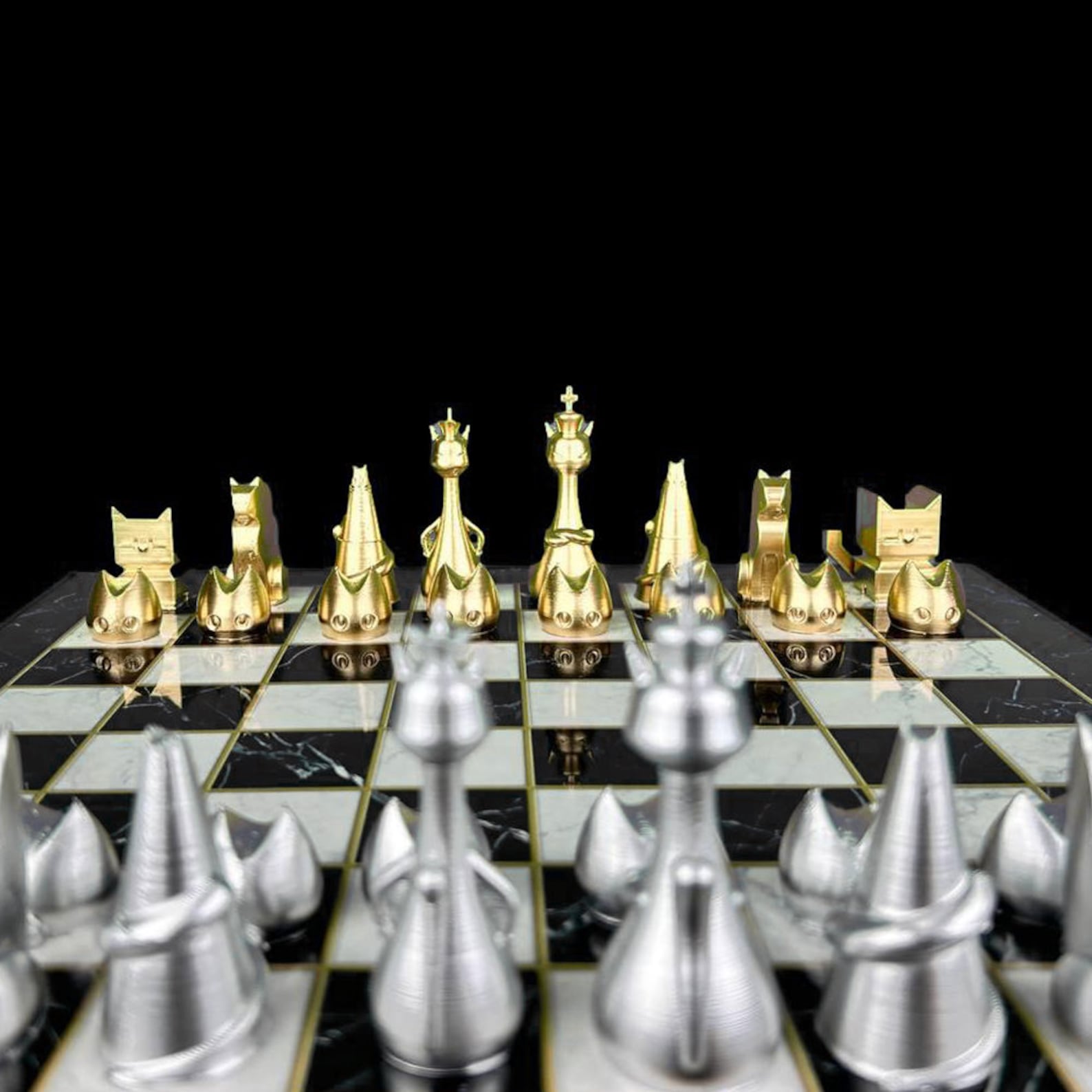 Cat Chess Set With Chessboard Animal Chess Set Personalized - Etsy