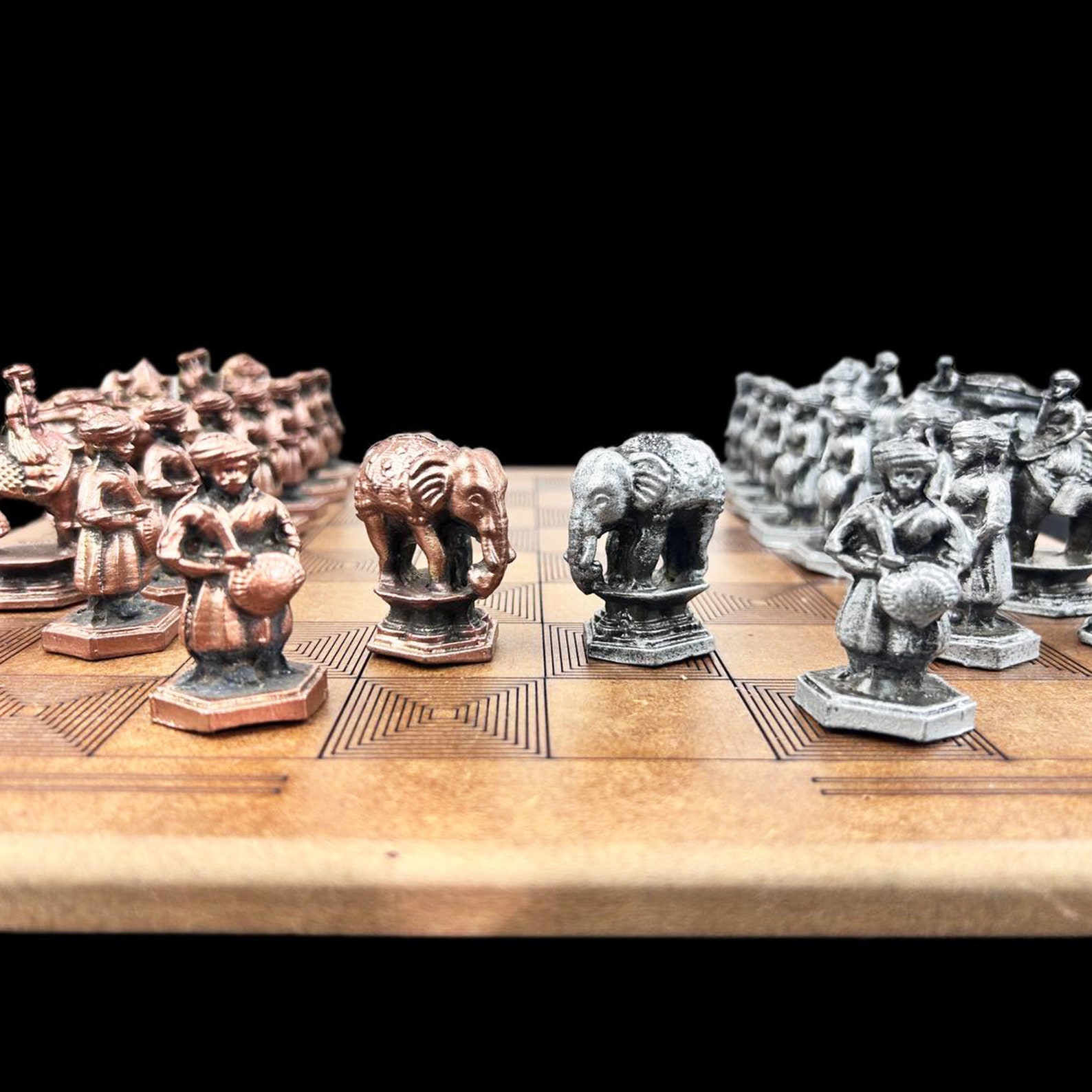 Exquisite Metal Indian Chess Set With Engraved Name Plate Unique and ...