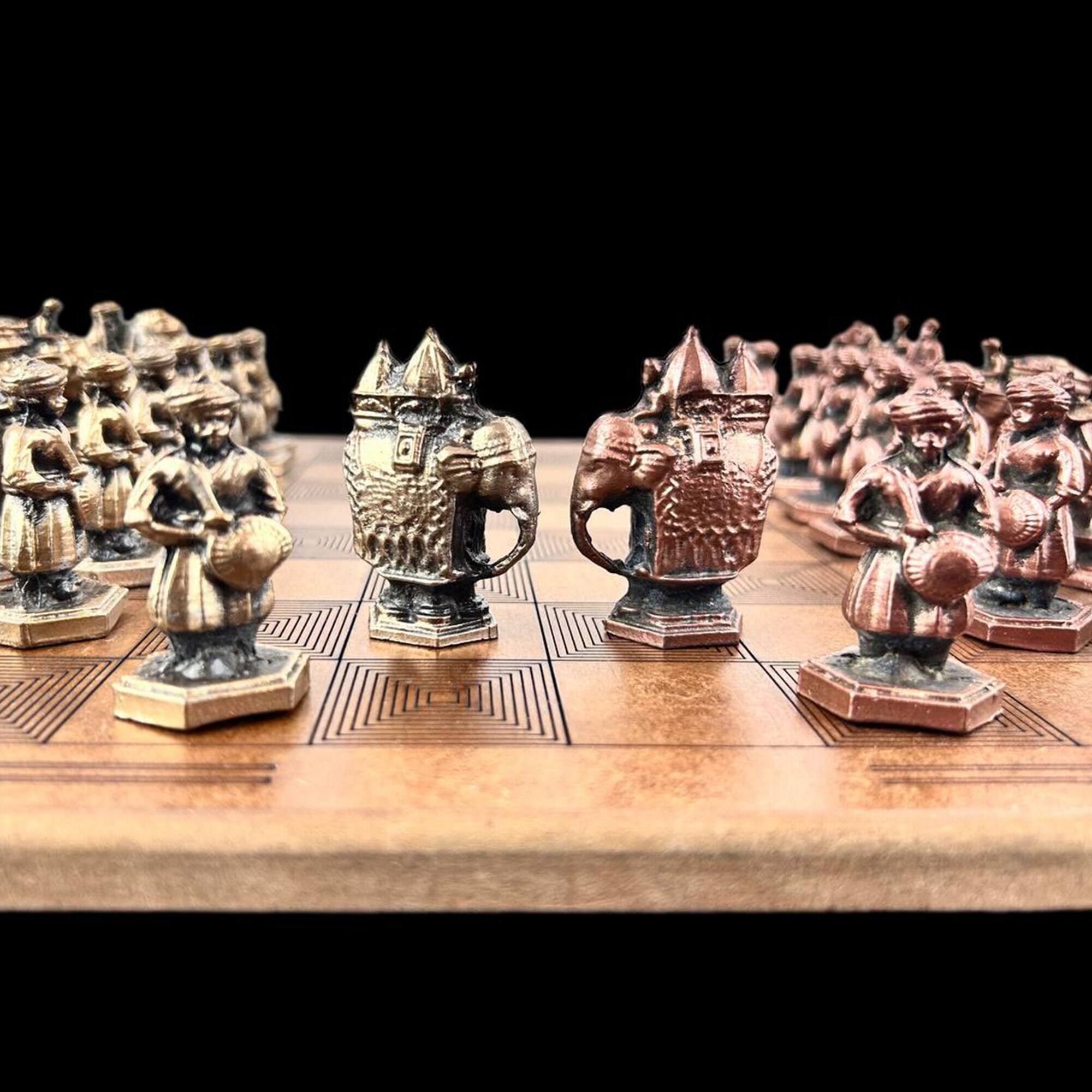 Metal Indian Chess Set and Chessboard Handcrafted With Engraved Name ...
