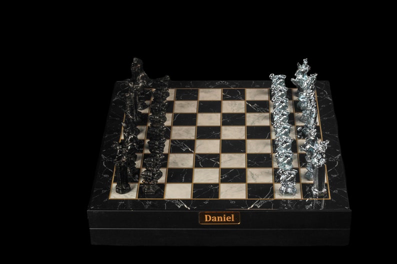 Elegant Metal Wizard Chess Set With Engraved Name Plate Exquisite ...