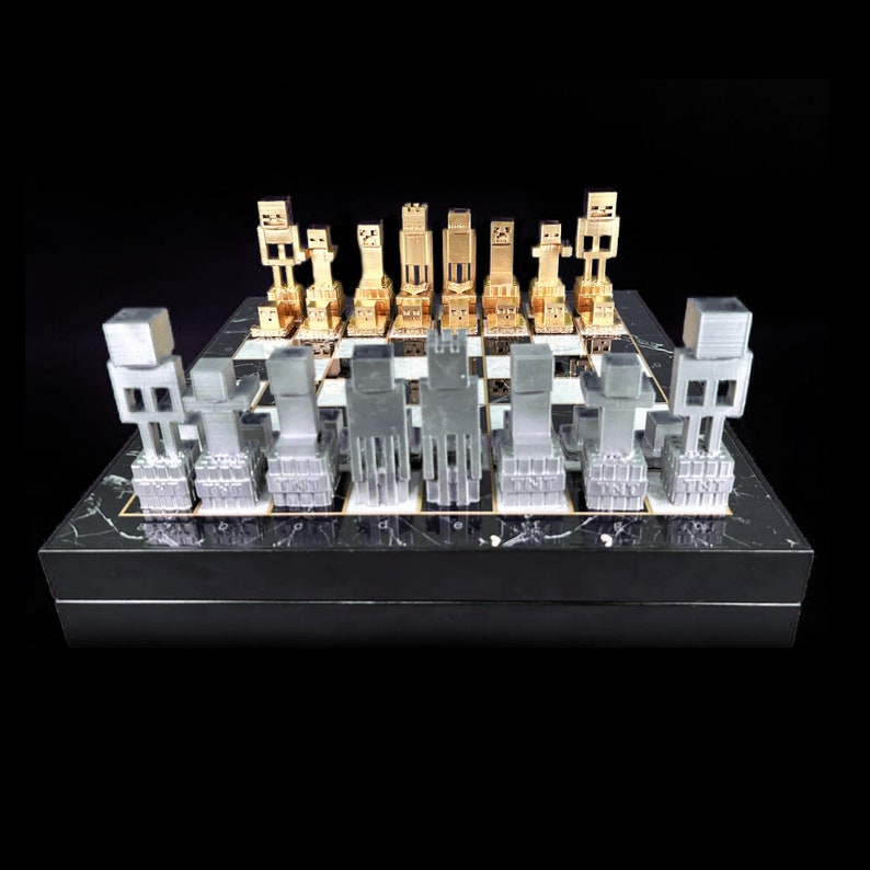 Personalized Mine Crafters Chess Set | Handcrafted Chessboard Craft ...