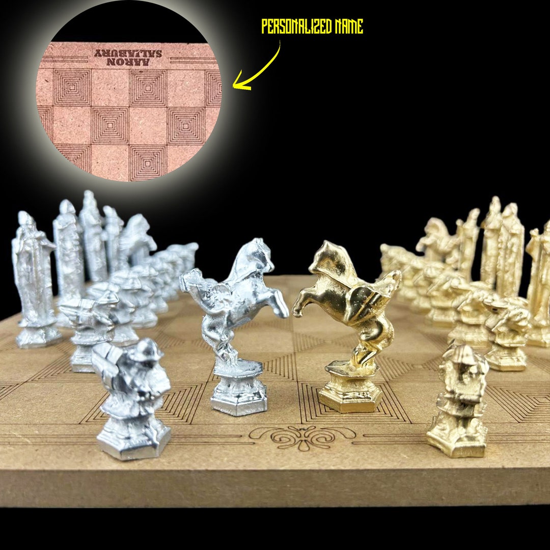 Enchanting Metal Wizard Chess Set With Customizable Name Plate | Unique ...