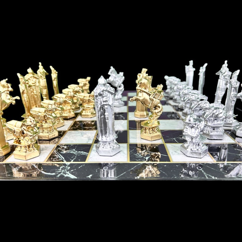 Metal Wizard Chess Set With Chessboard Wizard Chess Set Add - Etsy