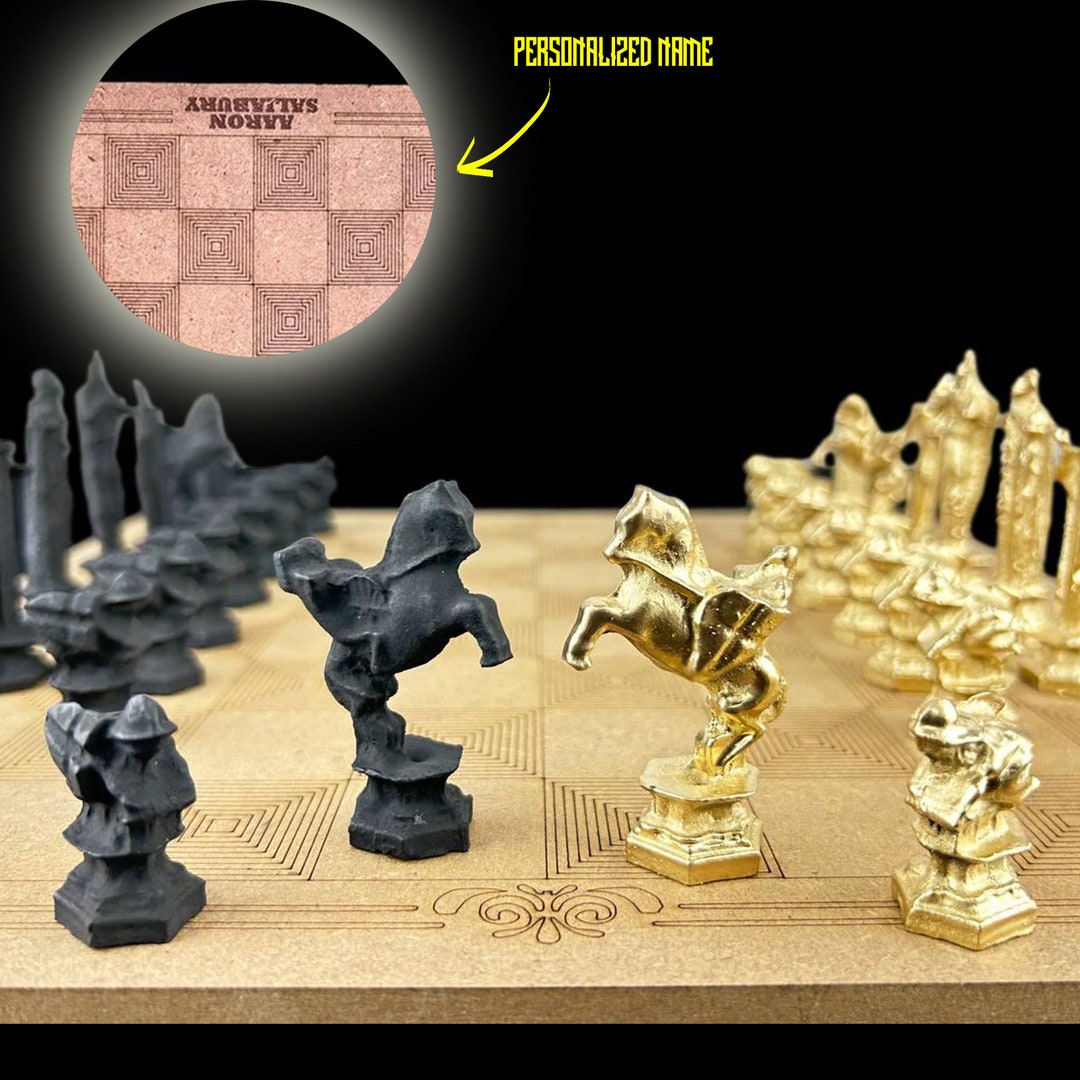 Metal Wizard Chess Set With Chessboard Wizard Chess Set | Add Name ...