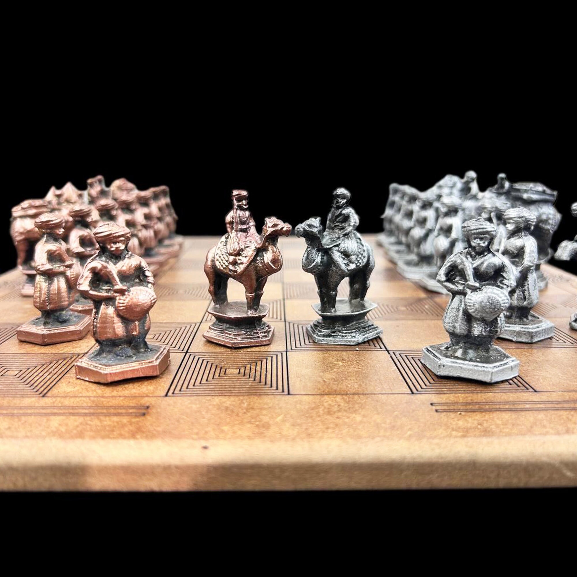 Exquisite Metal Indian Chess Set With Engraved Name Plate Unique and ...