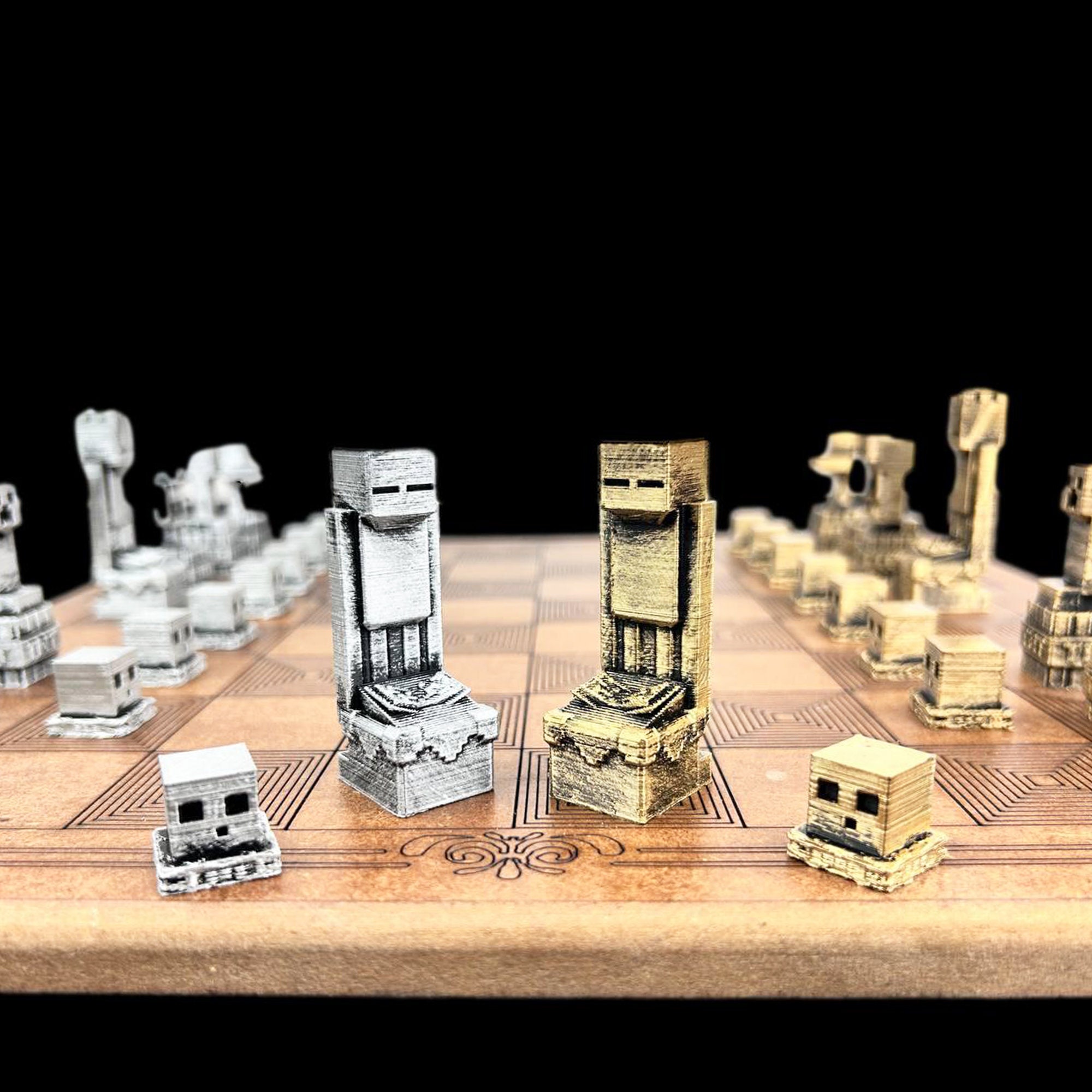 Metal Mine-craft Game Chess Set With Personalized Minecraft Chessboard ...
