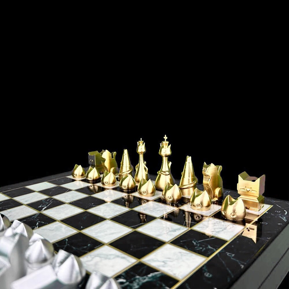 Cat Chess Set With Chessboard Animal Chess Set Personalized - Etsy
