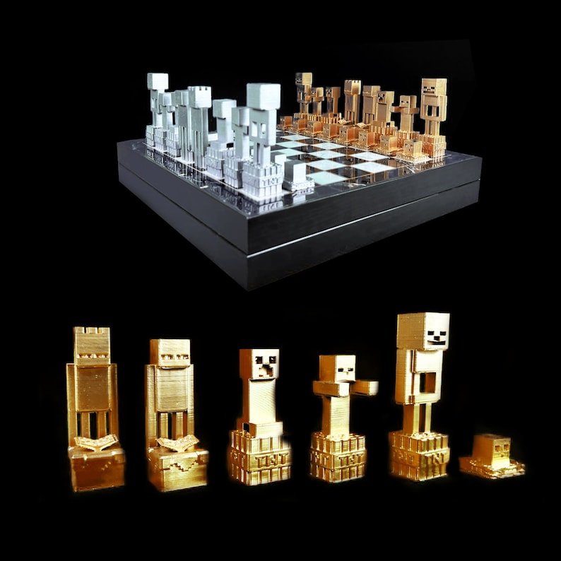 Personalized Mine Crafters Chess Set | Handcrafted Chessboard Craft ...