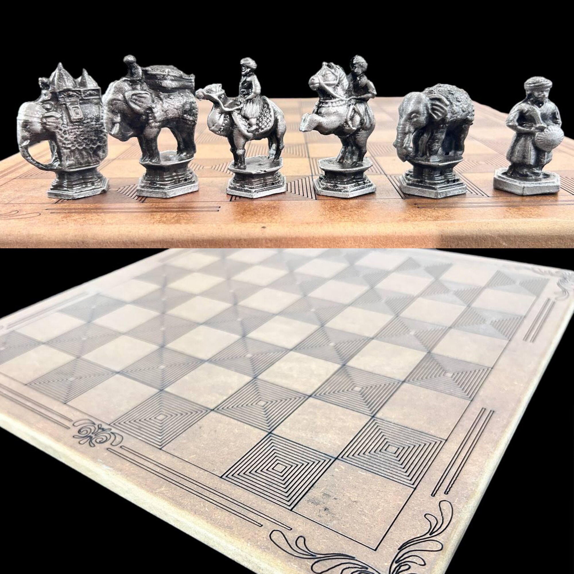 Exquisite Metal Indian Chess Set With Engraved Name Plate Unique and ...