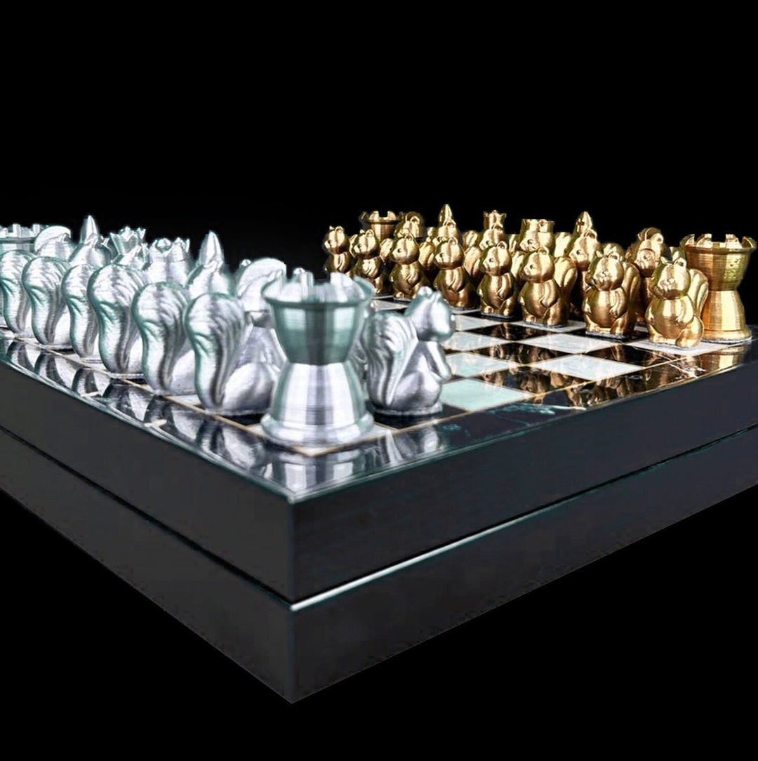 Customizable Squirrel Chess Set: Woodland Theme, Personalized Marble ...
