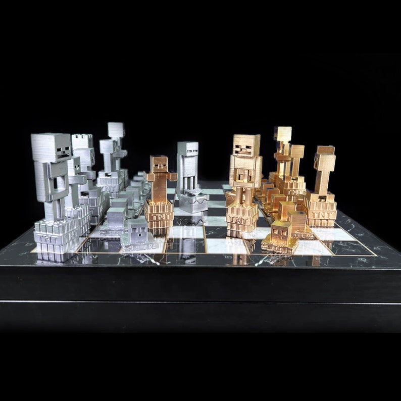 Personalized Mine Crafters Chess Set | Handcrafted Chessboard Craft ...