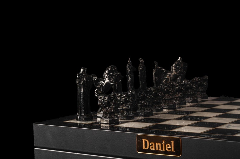 Elegant Metal Wizard Chess Set With Engraved Name Plate Exquisite ...