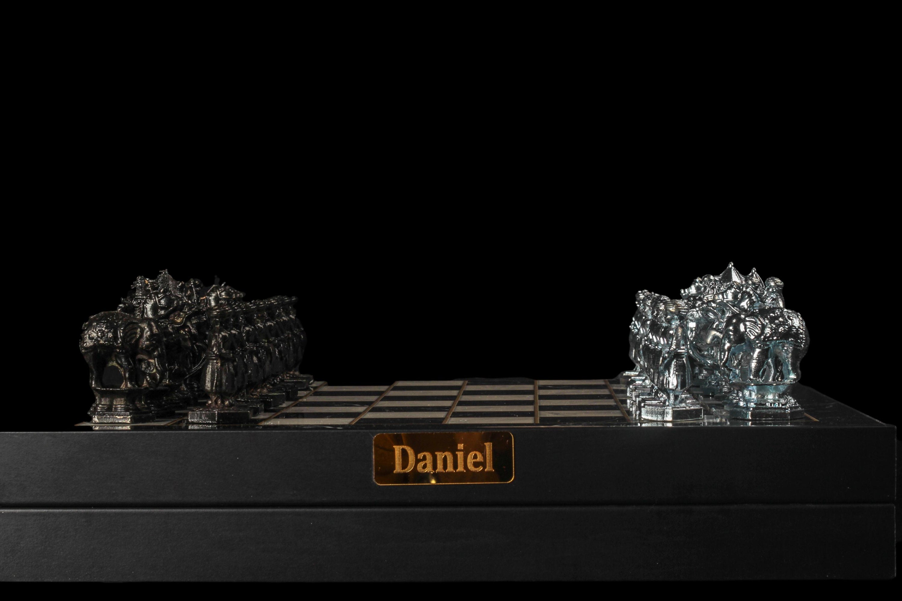 Metal Indian Chess Set With Engraved Name Plate Indian Chess Set and ...