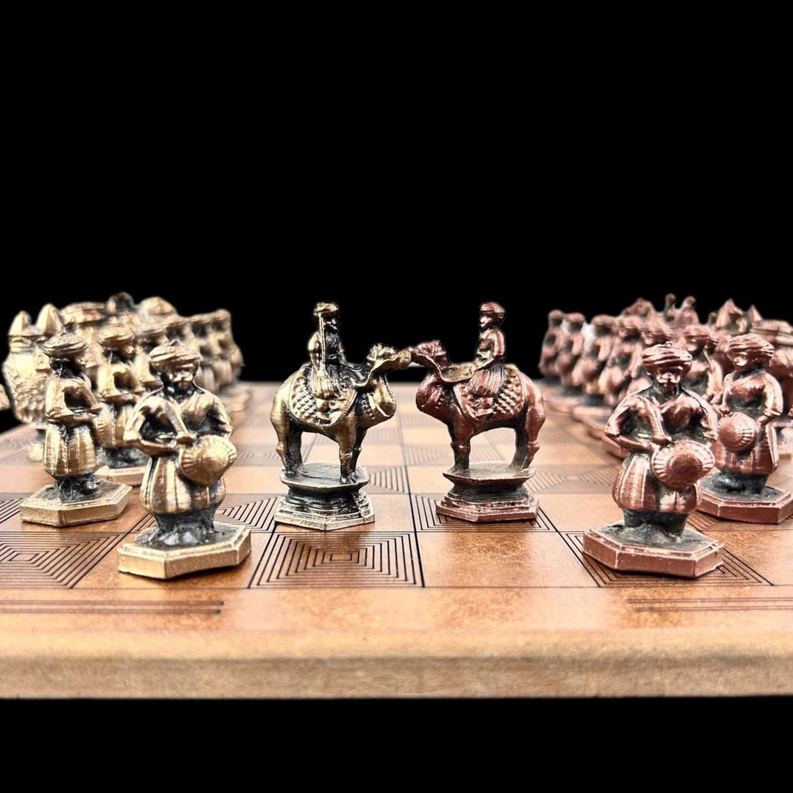 Metal Indian Chess Set and Chessboard Handcrafted With Engraved Name ...