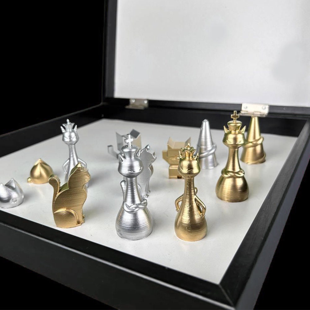 Cat Chess Set With Chessboard Animal Chess Set Personalized - Etsy