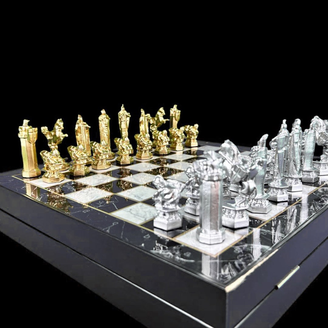 Metal Wizard Chess Set With Chessboard Wizard Chess Set Add - Etsy