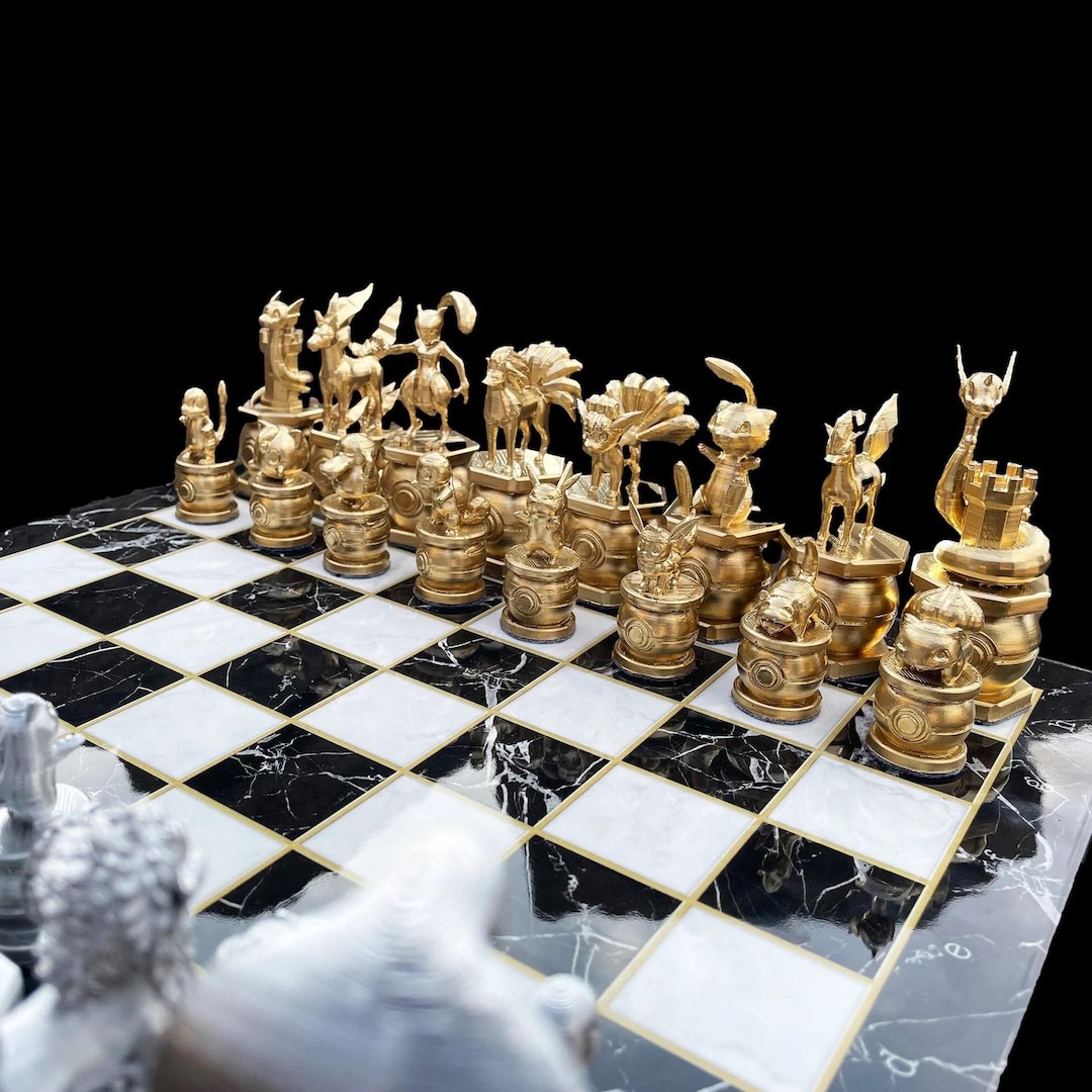 Personalized Pokemon Chess Set | PLA Plastic, Marble Board (14x14 Inch ...