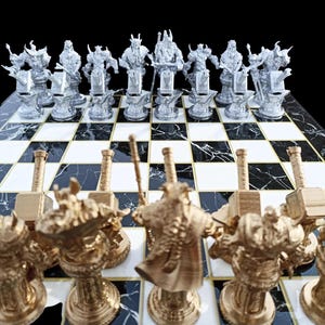 Viking Chess Set With Chessboard Warrior Chess Set Scandinavian Chess ...
