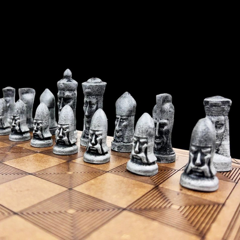 Metal Gothic Medieval Themed Chess Set With Personalized Chessboard ...