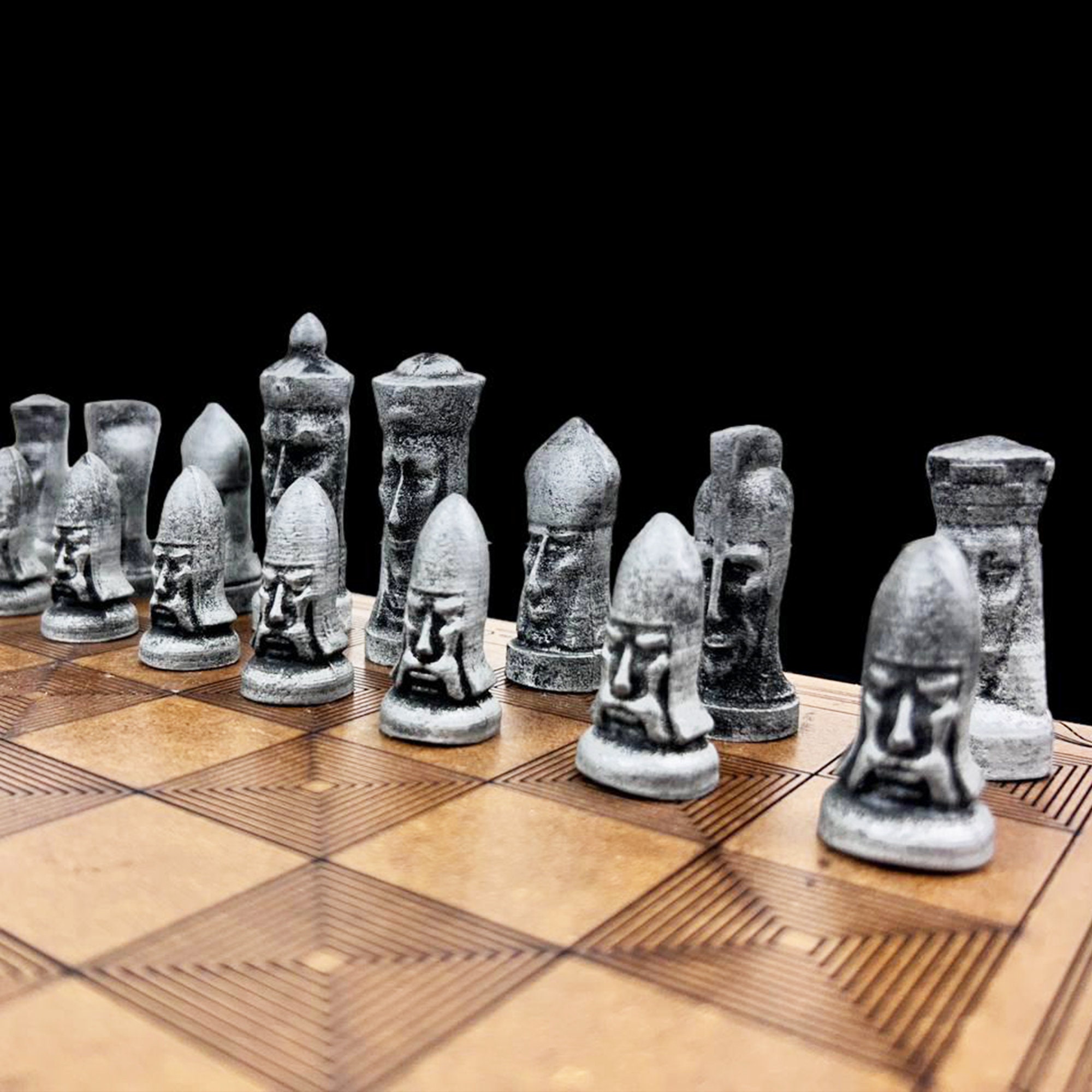 Metal Gothic Medieval Themed Chess Set With Personalized Chessboard ...