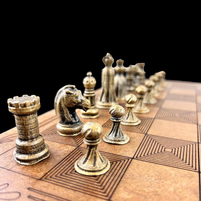 Metal Gift Chess Set With Marble Pattern Personalized Chessboard ...