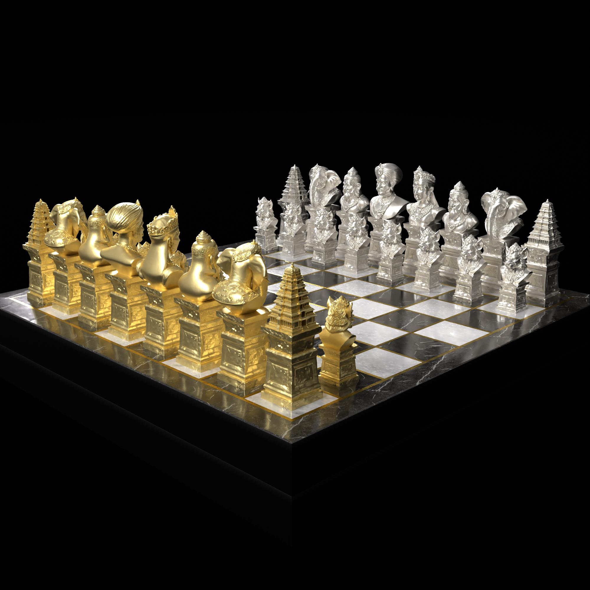 Indian Chess Set Traditional: Personalized Marble Board, 14 Inch ...