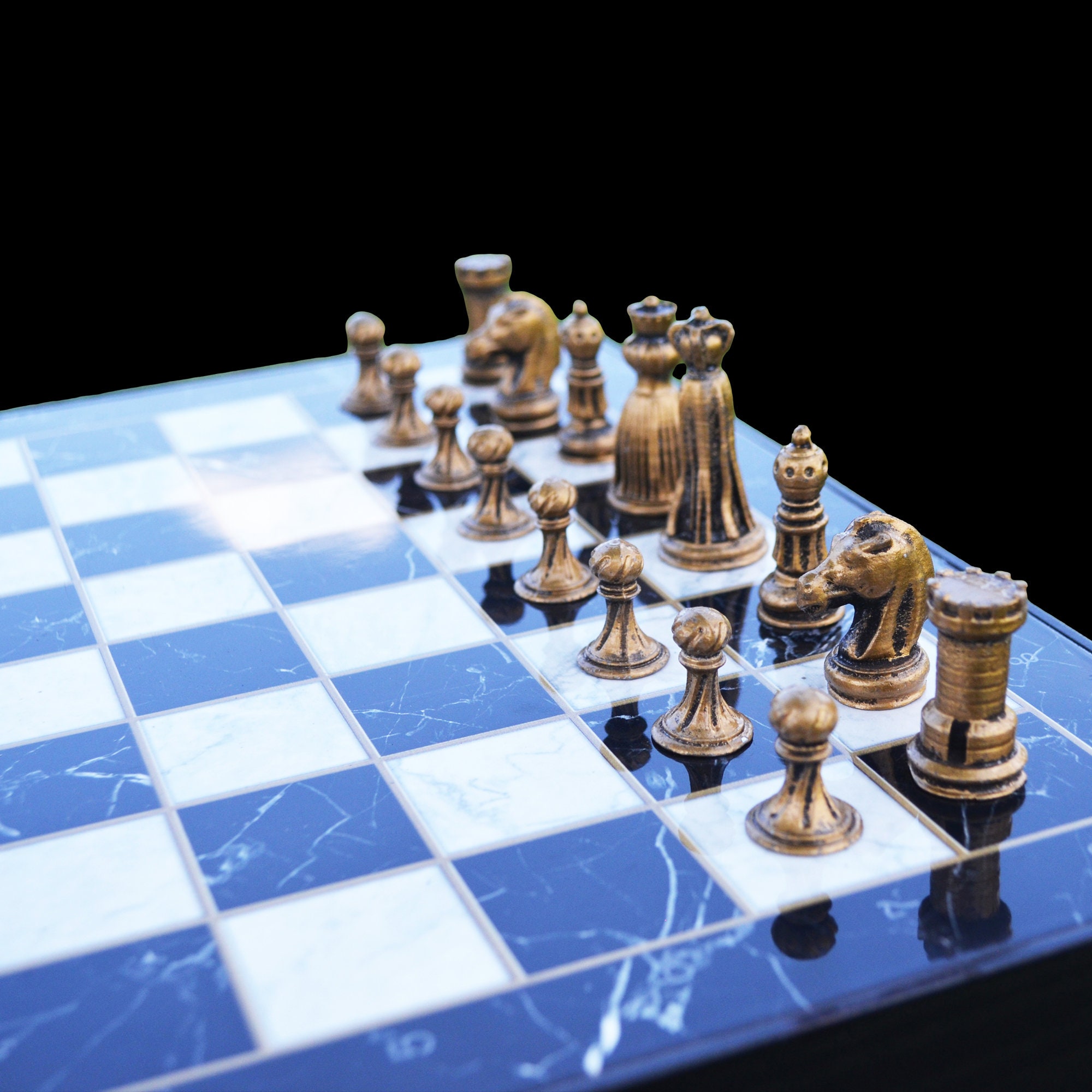 Metal Gift Chess Set With Marble Pattern Personalized Chessboard ...