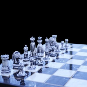 Metal Gift Chess Set With Marble Pattern Personalized Chessboard ...