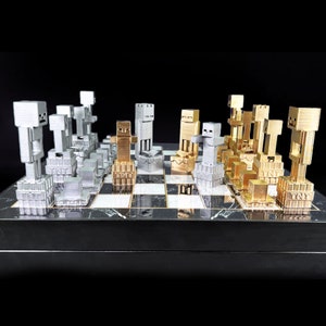 Personalized Mine Crafters Chess Set | Handcrafted Chessboard Craft ...