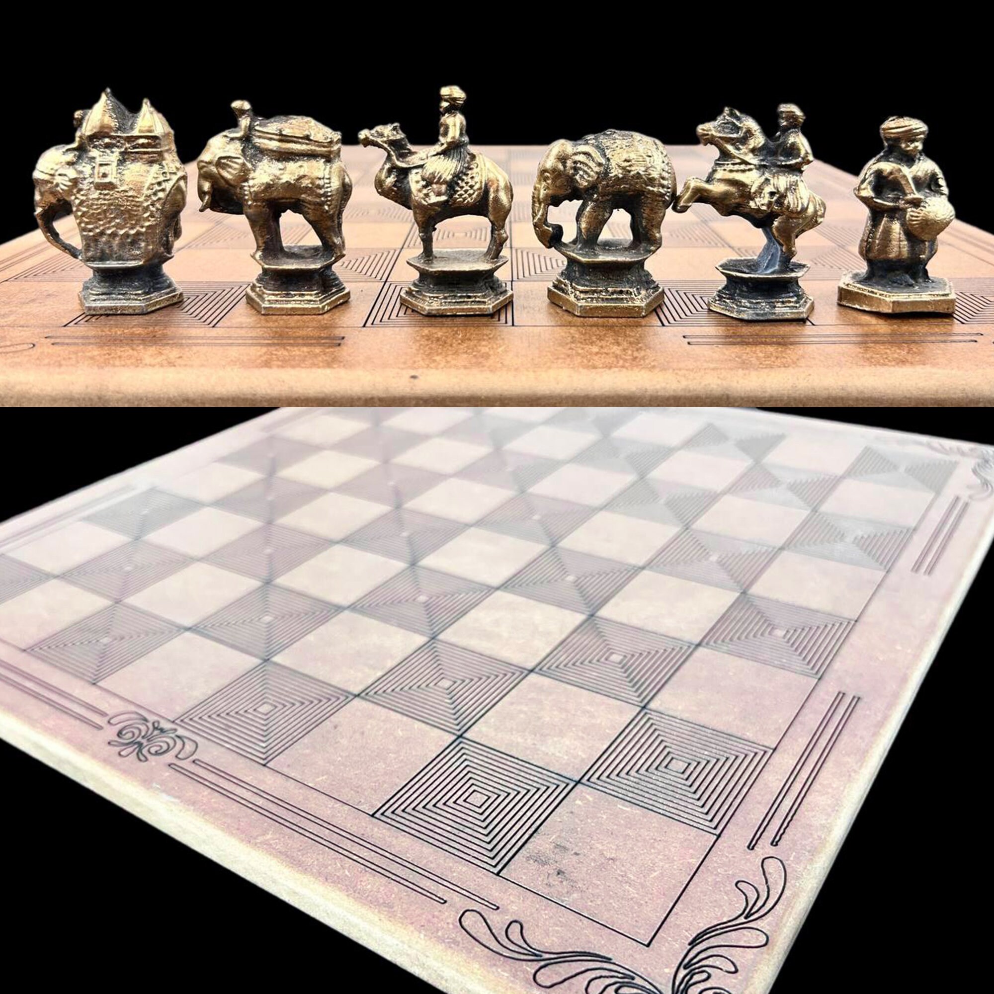 Metal Indian Chess Set With Engraved Name Plate Indian Chess Set and ...