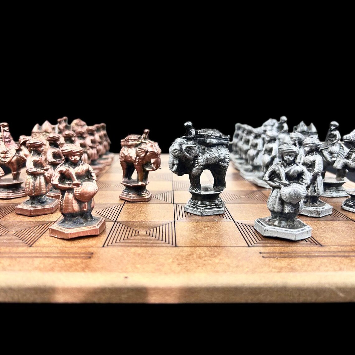 Exquisite Metal Indian Chess Set With Engraved Name Plate Unique and ...