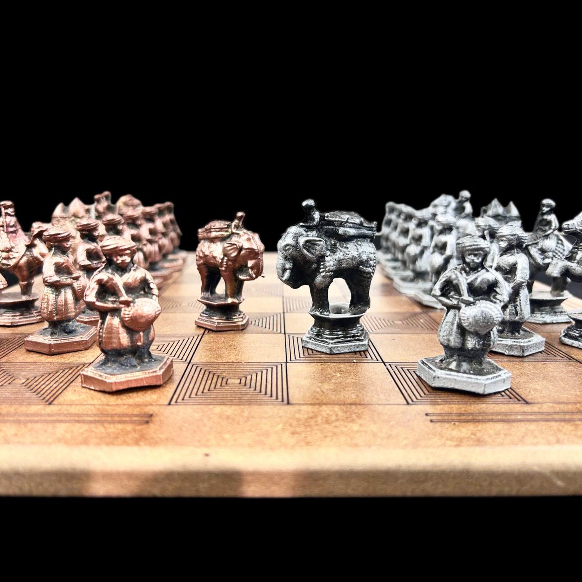 Exquisite Metal Indian Chess Set With Engraved Name Plate Unique and ...
