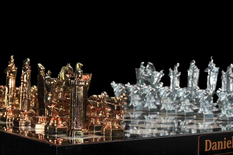 Enchanting Metal Wizard Chess Set With Customizable Name Plate Unique ...