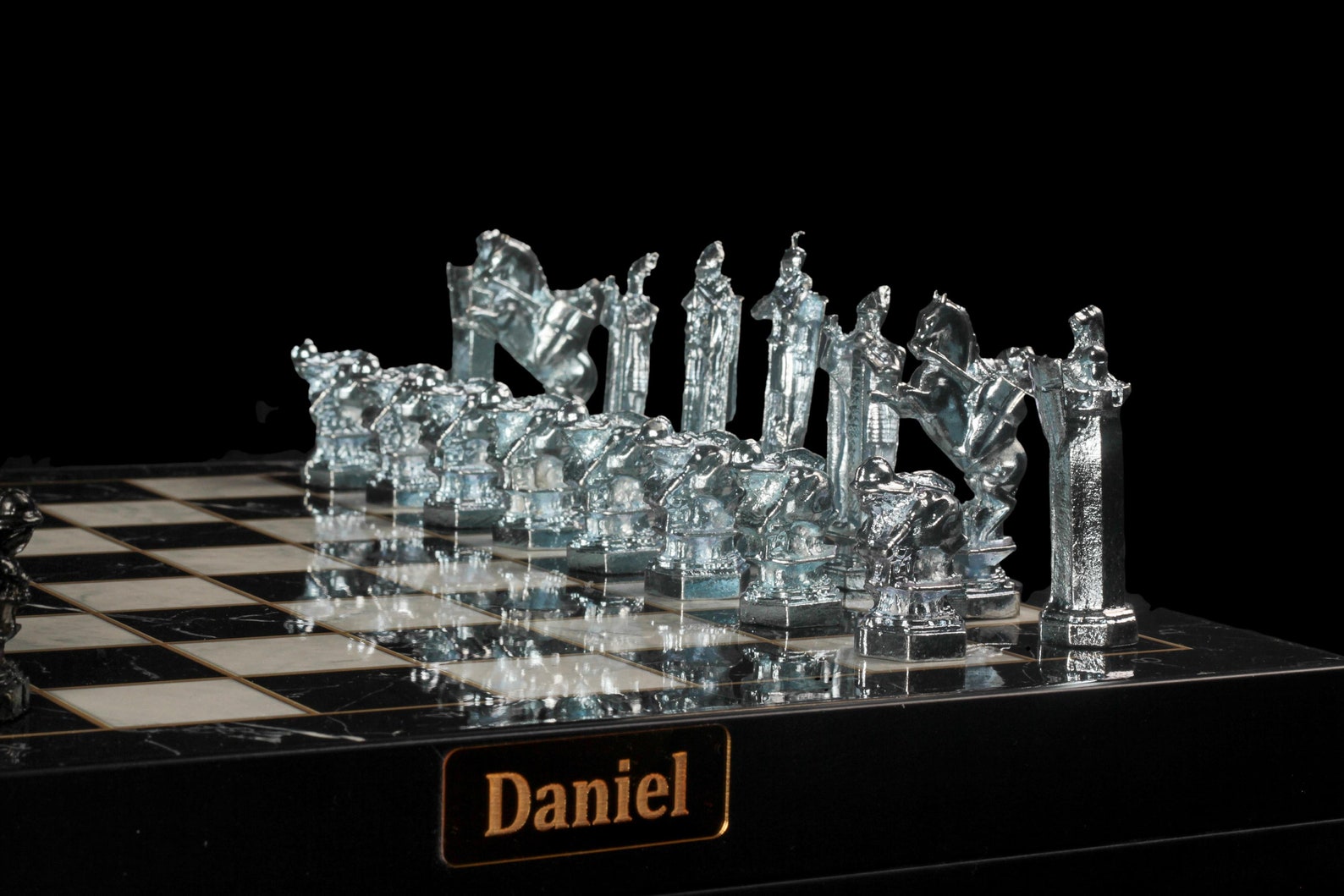 Elegant Metal Wizard Chess Set With Engraved Name Plate Exquisite ...