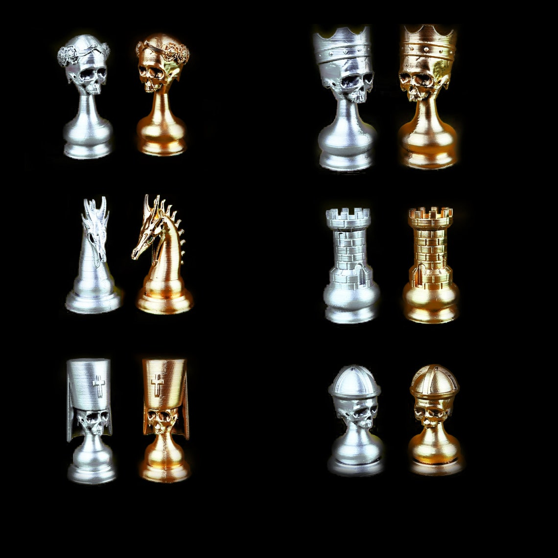 Skull Chess Set With Chessboard Special Design Skull Bone Chess Set ...