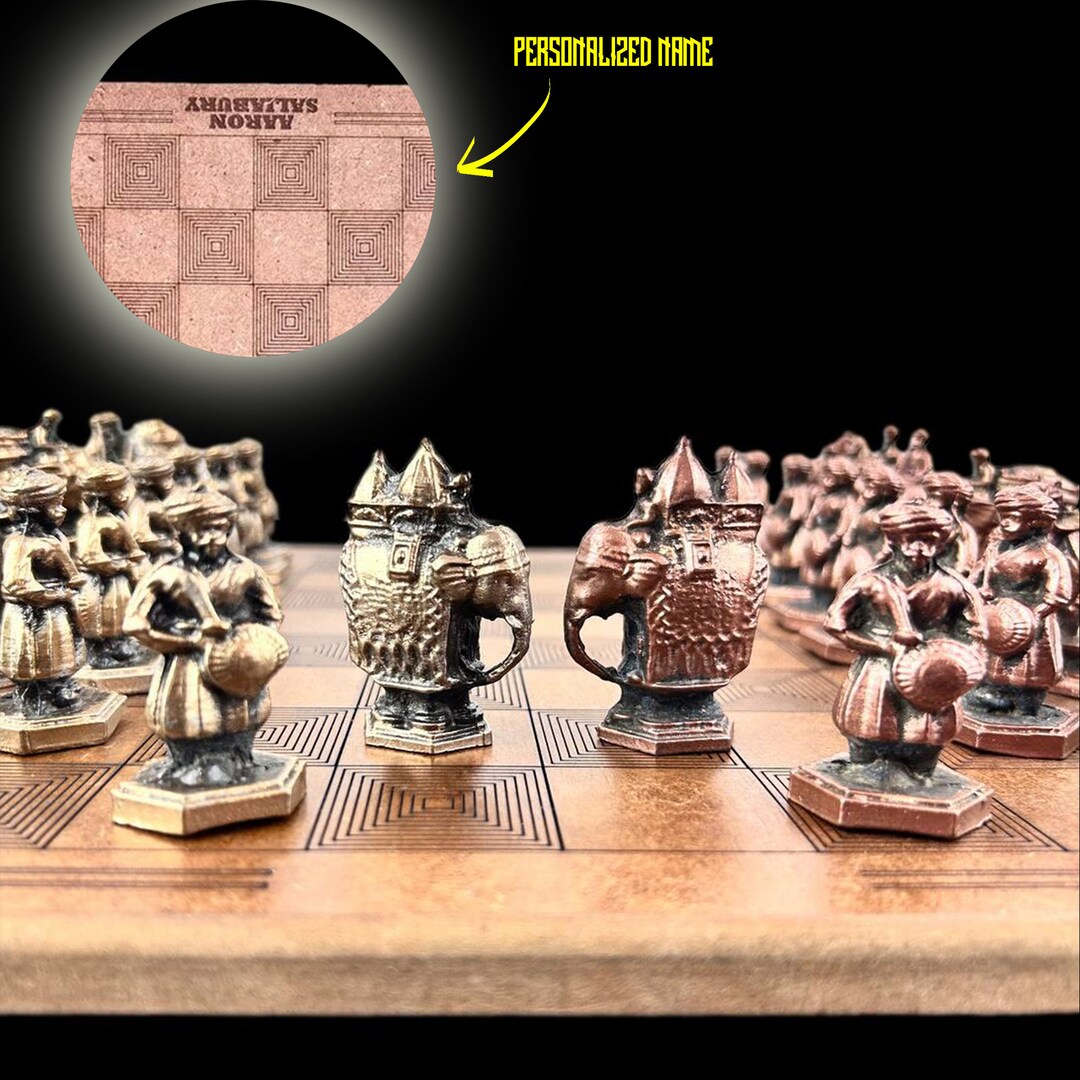 Metal Indian Chess Set and Chessboard | Handcrafted With Engraved Name ...
