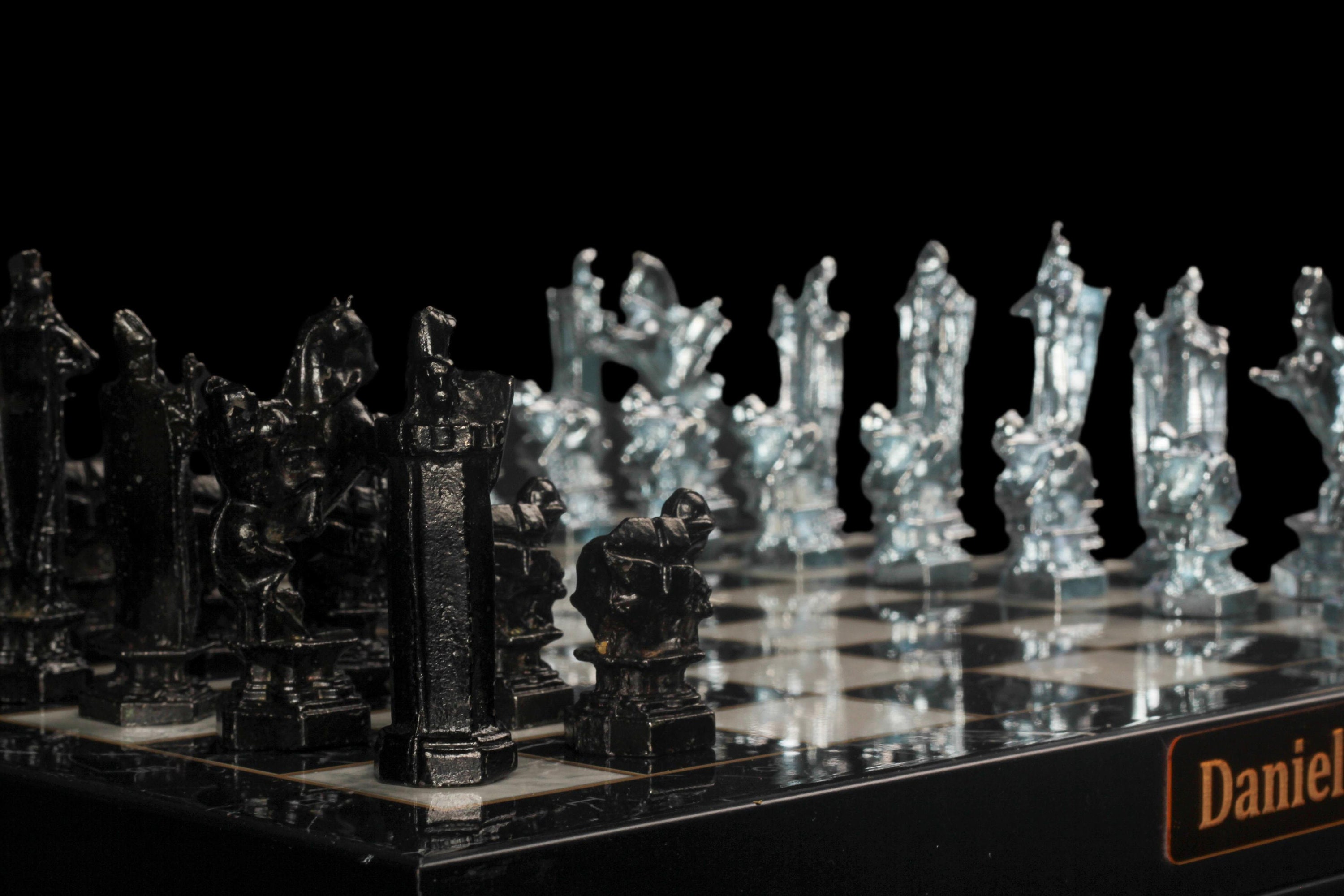 Elegant Metal Wizard Chess Set With Engraved Name Plate Exquisite ...