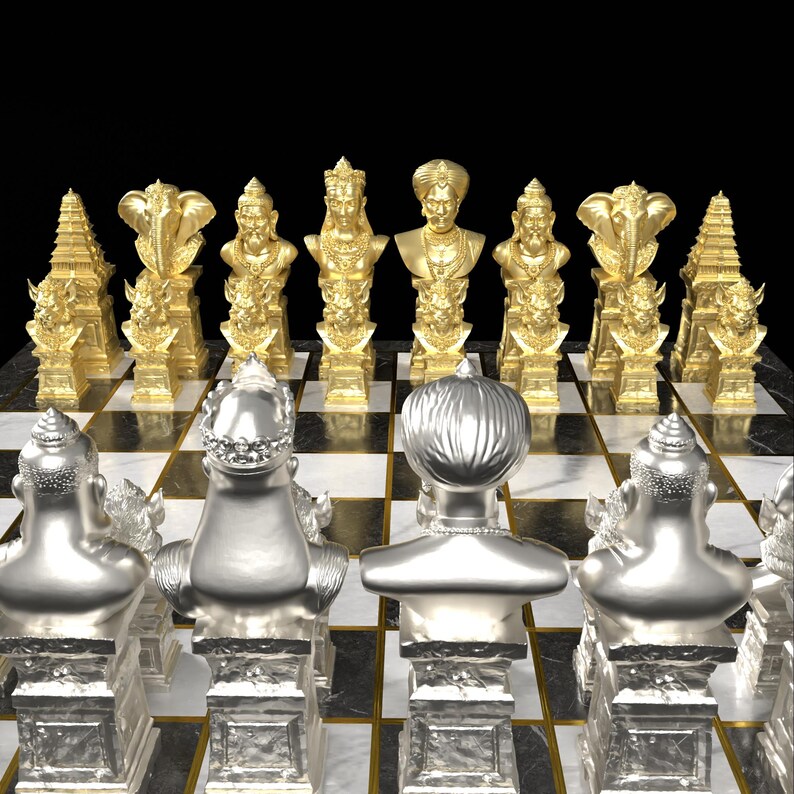 Indian Chess Set Traditional: Personalized Marble Board, 14 Inch ...