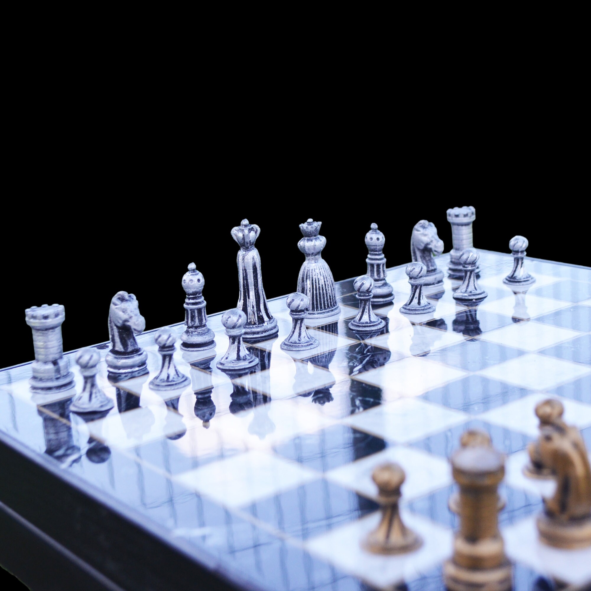 Metal Gift Chess Set With Marble Pattern Personalized Chessboard ...