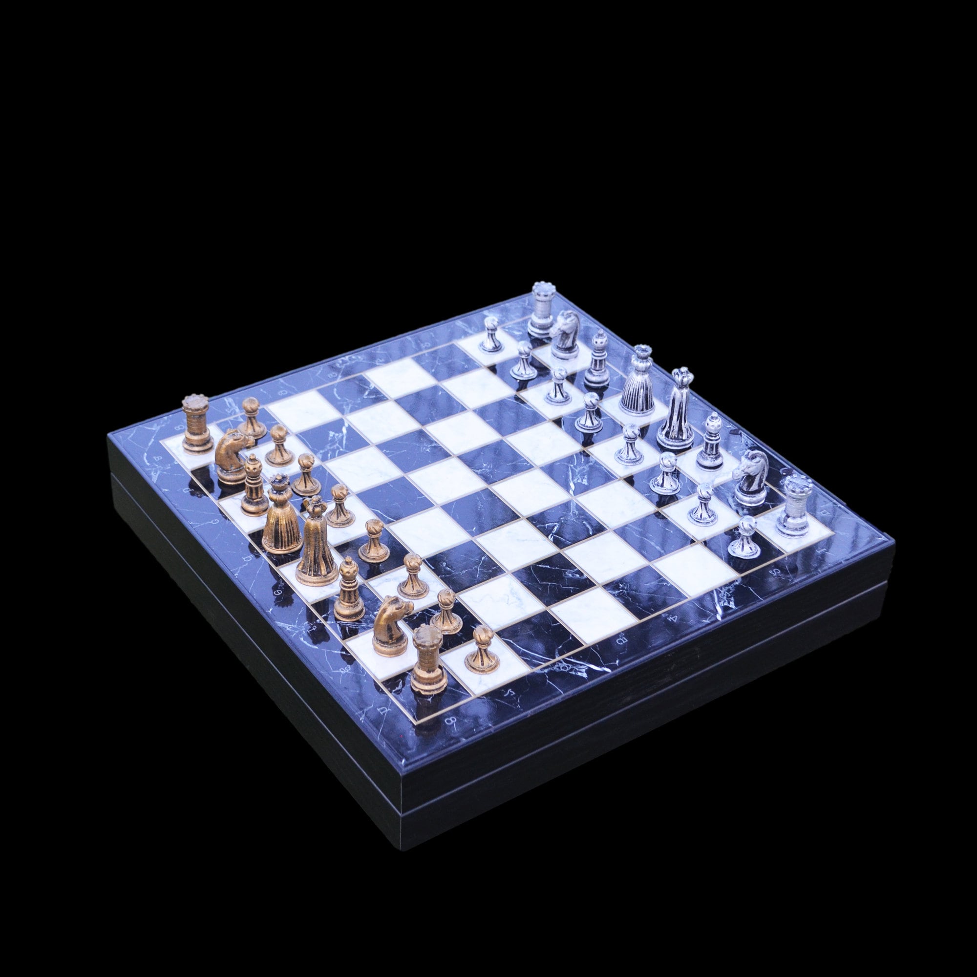 Metal Gift Chess Set With Marble Pattern Personalized Chessboard ...