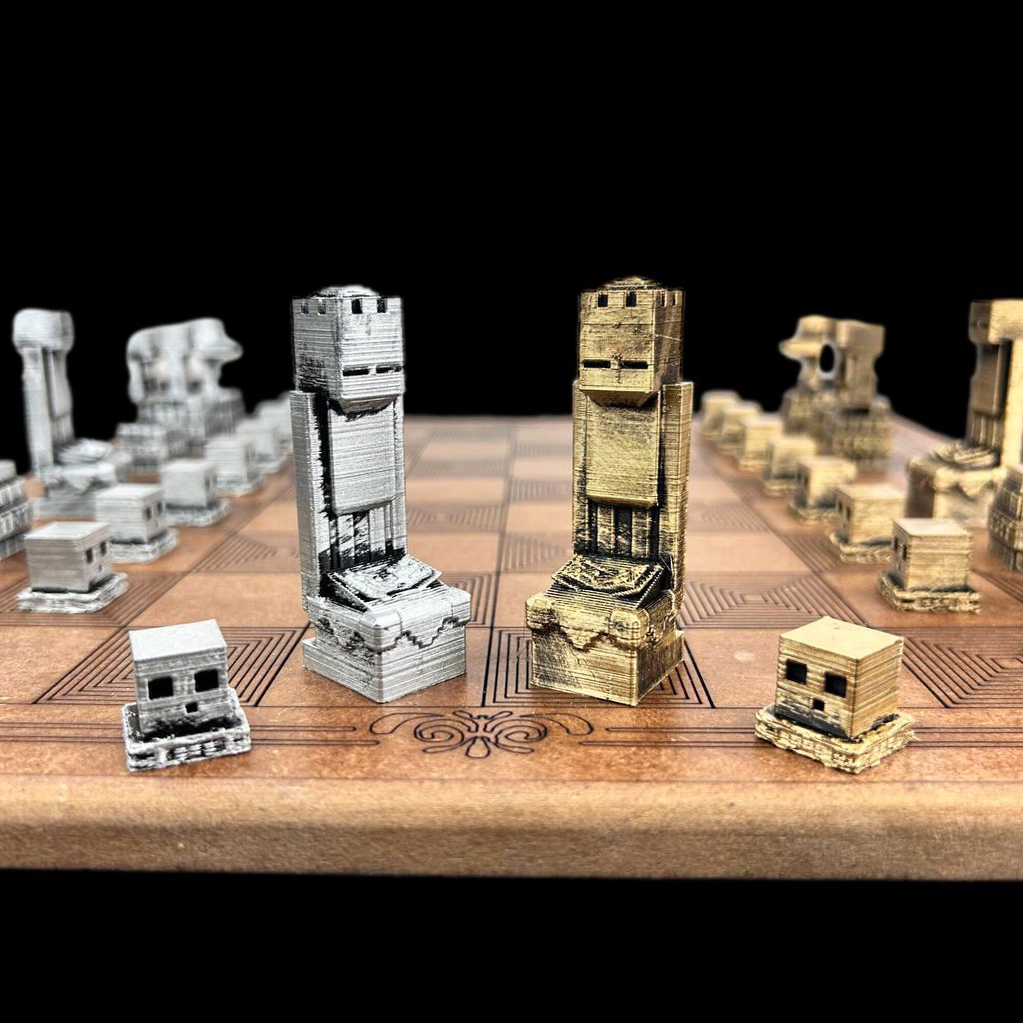 Metal Mine-craft Game Chess Set With Personalized Minecraft Chessboard ...