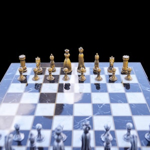 Metal Gift Chess Set With Marble Pattern Personalized Chessboard ...