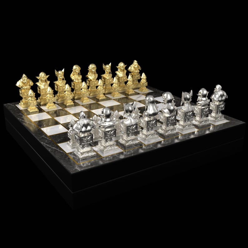 Zelda Fan Art Chess Set: Personalized Marble Board, 14 Inch Chessboard ...