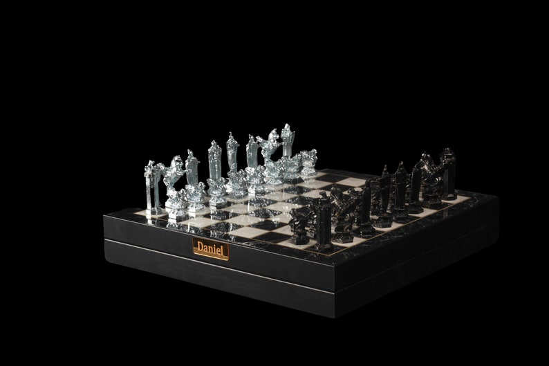 Elegant Metal Wizard Chess Set With Engraved Name Plate Exquisite ...