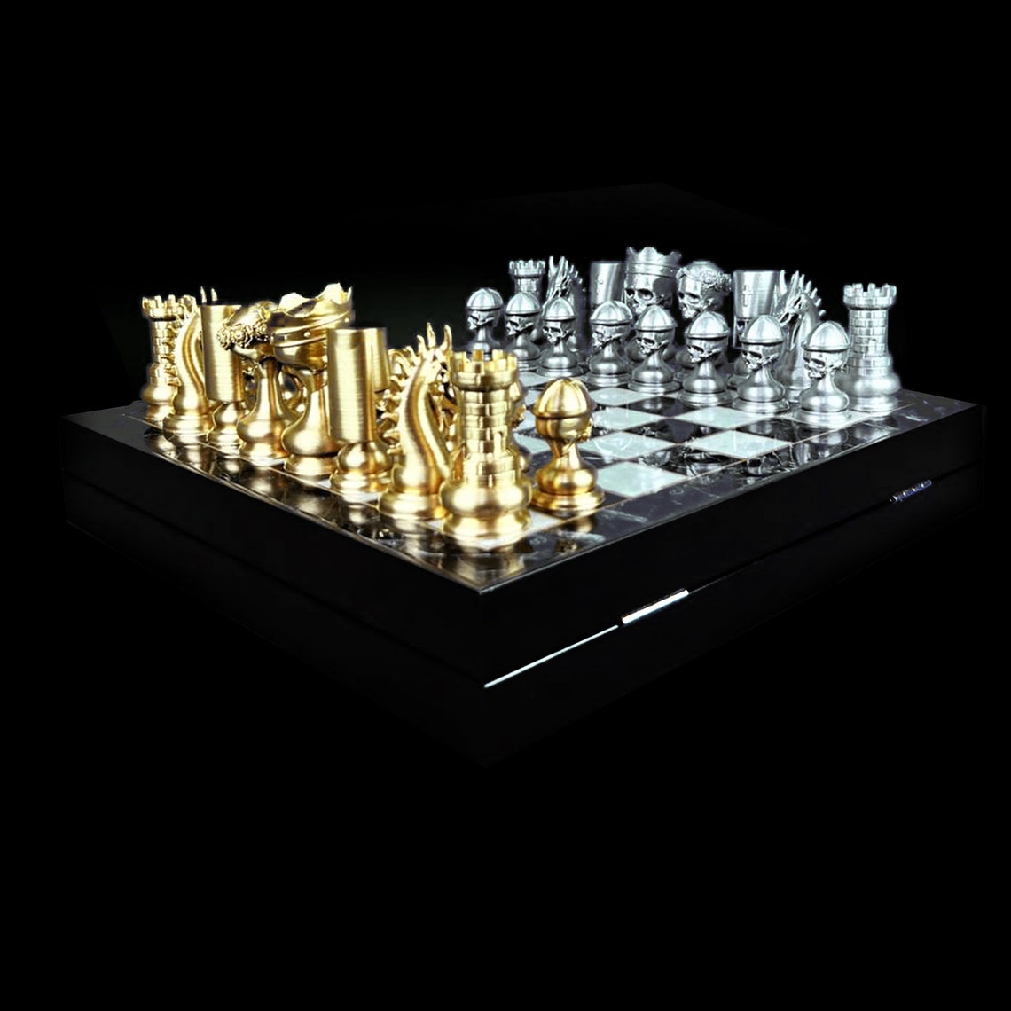 Skull Chess Set With Chessboard Special Design Skull Bone Chess Set ...