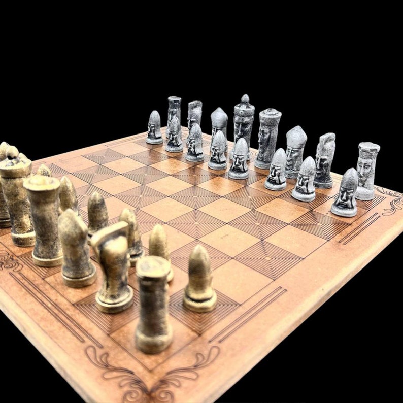 Metal Gothic Medieval Themed Chess Set With Personalized Chessboard ...