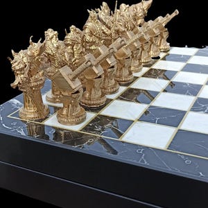 Viking Chess Set With Chessboard Warrior Chess Set Scandinavian Chess ...